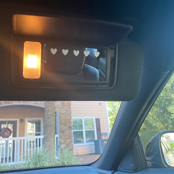 Heart Car Mirror Decal, Car Mirror Sticker, Rear View Mirror Decal, Car ...