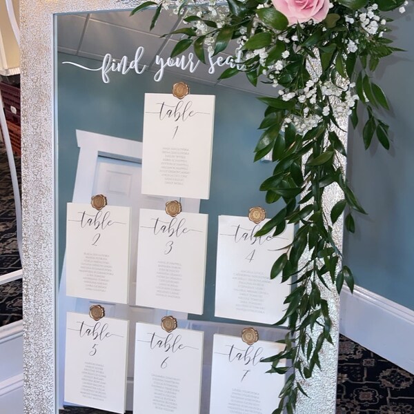 Wedding Seating Table Cards, Poster, Elegant Calligraphy Display 100% ...