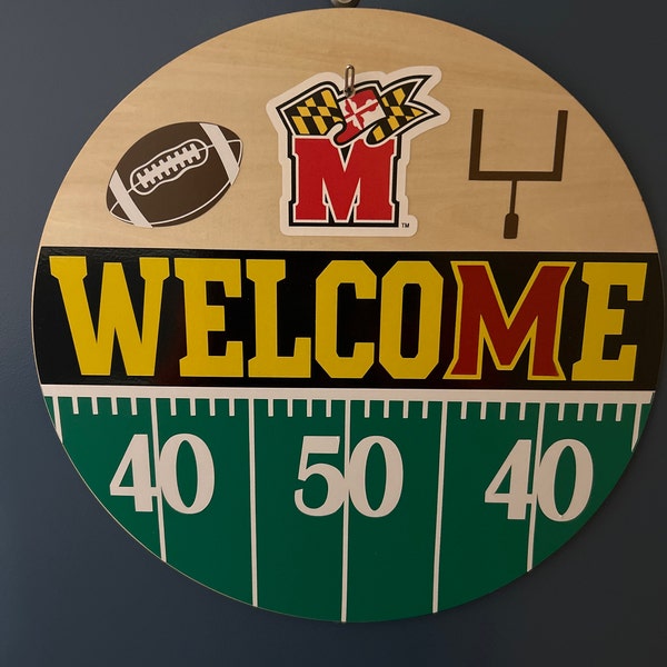 Welcome Football, Digital Download, Round Door Hanger Svg, Glowforge ...