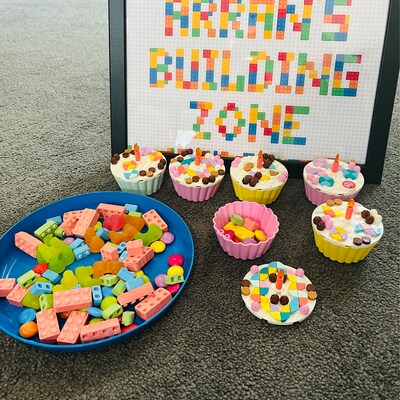 Colourful Bricks Thank You Labels for Birthday Decor, Custom Name Thank ...