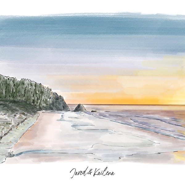 Personalised Favourite Place Watercolour Sketch, Bespoke Travel ...