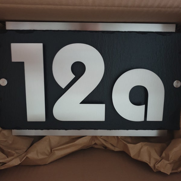 Exclusive 3D House Number **small Single** Brushed Stainless Steel ...