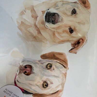 Two Pet Portrait Mulitple Dog Portrait 2 Dogs Art Framed Dog Portrait ...