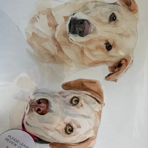 Two Pet Portrait | Mulitple Dog Portrait | 2 Dogs Art | Framed Dog ...