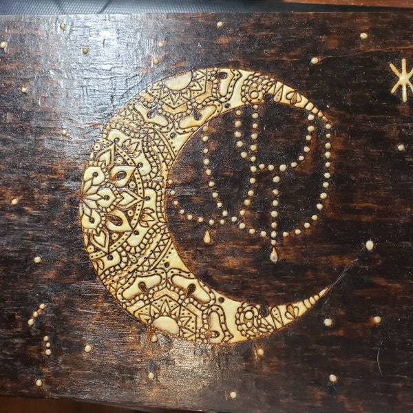 Hand Burnt Yin Yang Wooden Keepsake Box, Pyrography Art, Meditation Gift, Hippie Boho Art Gift ...