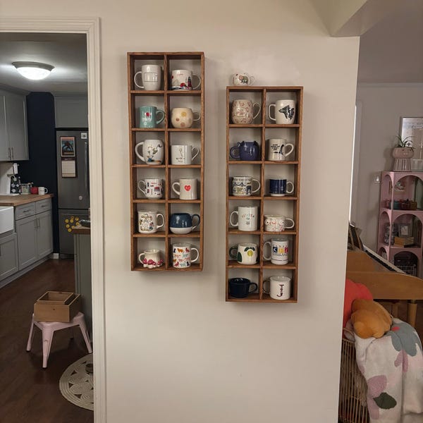 Coffee Cup Storage~coffee Mug Display Shelf~coffee Cup Shelf~wooden ...