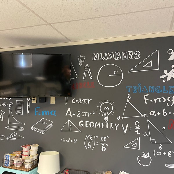 Graffiti Doodle Math Wall Sticker, Science Wall Art for School ...