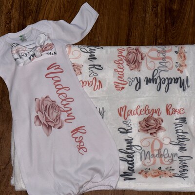 INSTANT DOWNLOAD Customizable Baby Girl Blanket pink Rose Theme for ...