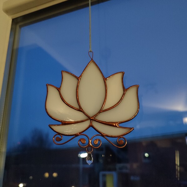 Stained Glass Lotus Flower – Crystal Suncatchers – Yoga Window Decor ...