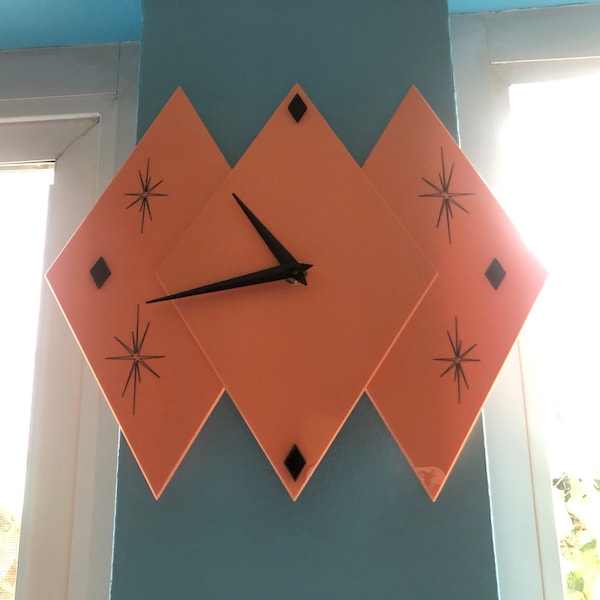 1950s Atomic Diamond Style Clock - Etsy UK