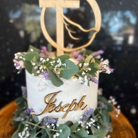 Religious Cake Topper Cross Topper With Etching Combined With - Etsy Canada