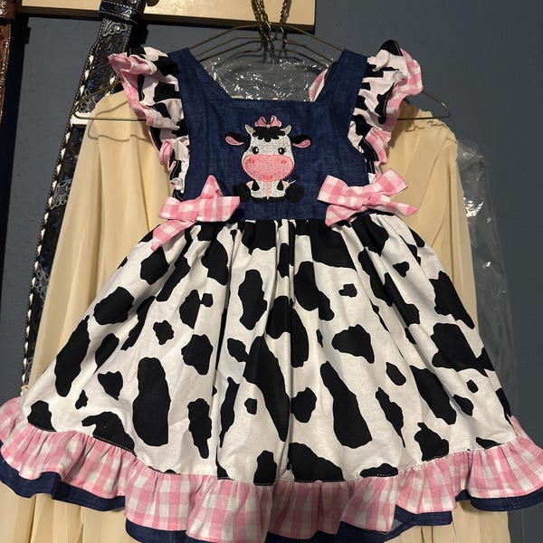 Cow Toddler Dress,farm Dress,girls Cow Dress,baby Cow Dress,toddler Cow ...