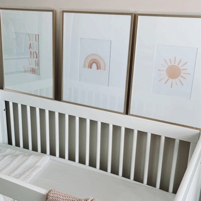 Neutral Rainbow Wall Art Set of 3 Prints, You Are My Sunshine ...