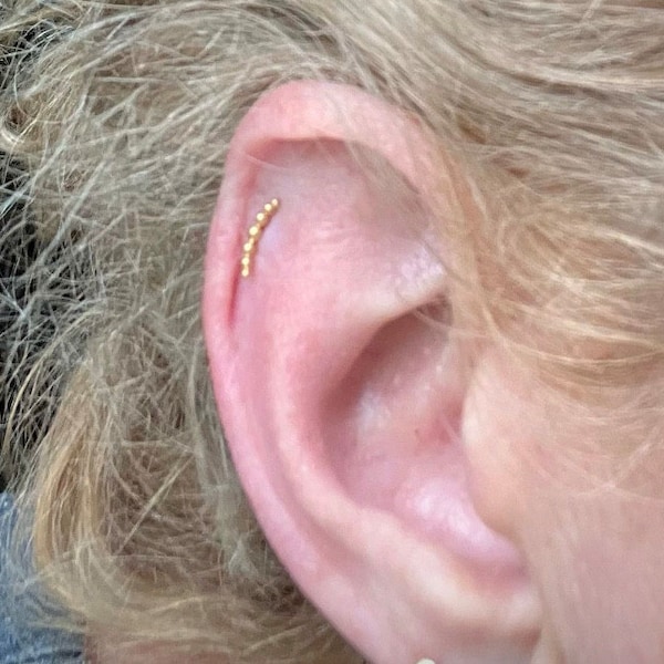 Gold Implant Grade Titanium Curved Beaded Labret for Conch, Flat ...