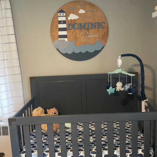 Lighthouse Nautical Nursery Name Sign, 3D Custom Decor - Etsy
