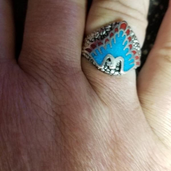 Vintage Native American Style Southwestern Turquoise Stone Inlay Men's ...