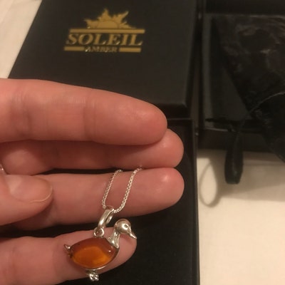 Amber Duck Pendant 925 Sterling Silver Genuine Honey Baltic Amber ...