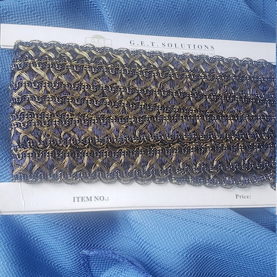 Navy Blue Upholstery Gimp 2 YARDS Gold and Navy Furniture Gimp Trim ...