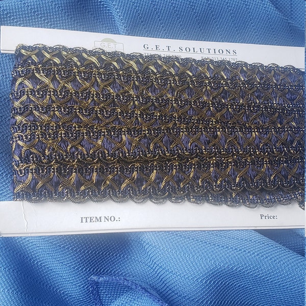 Navy Blue Upholstery Gimp 2 YARDS Gold and Navy Furniture Gimp Trim ...
