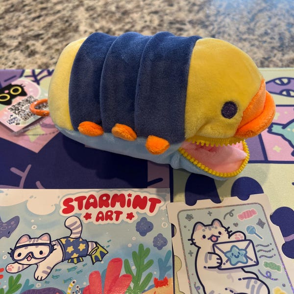 Pocket Pod Plushie Keychain Rubber Ducky Isopod Pouch Pillbug Stuffed ...