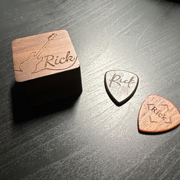 Personalized Wooden Guitar Picks Box,custom Engraved Guitar Pick Holder ...