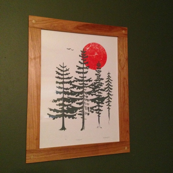 Evergreen Trees Screenprint, Art Print Woods Silkscreen, Minimalist ...