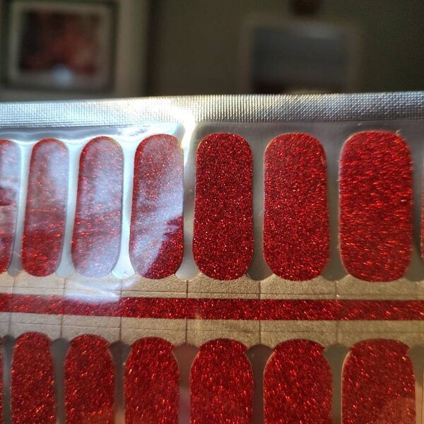 Red Ruby Slippers Glitter Real Nail Polish Wraps Sequins, Red Nail ...