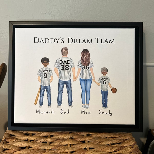 Personalized Fathers Day Gift, Daddys Dream Team Print, Football Family ...
