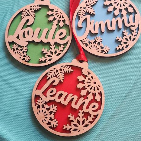 Custom Christmas Baubles With Name, Wooden Tree Baubles, Ornament With ...