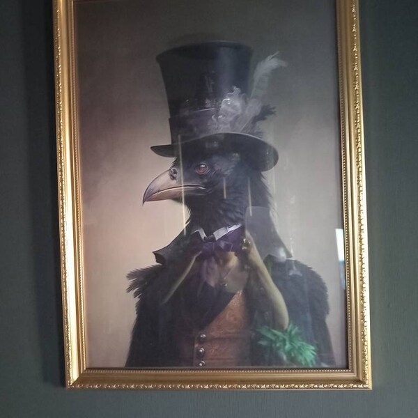 Painting of a Gothic Crow Victorian Gentleman, Digital Download ...