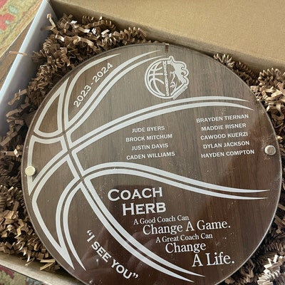 Personalized Wood Acrylic Basketball Coach Gift Plaque With Coach and ...