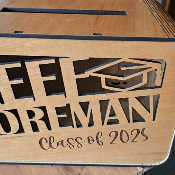 Custom Graduation Wood Card Box With Graduation Cap, Grad Party ...