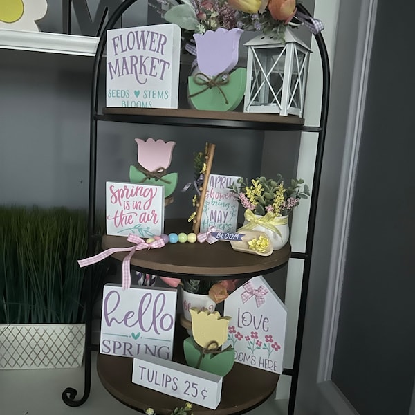 Spring Tiered Tray Decor Bundle, Spring Decorations for Home, Spring ...