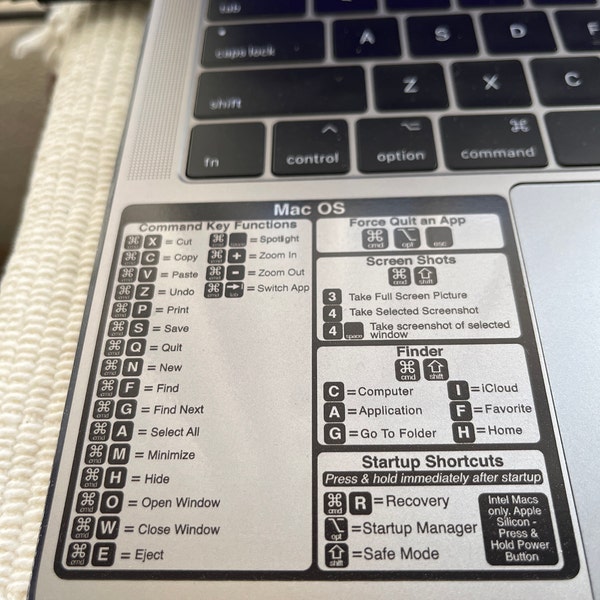 MacBook Keyboard Shortcut Vinyl Decal Sticker | Mac OS Cheat Sheet ...
