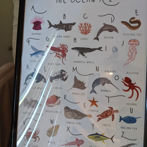 Ocean A-Z Print, Ocean Animals Poster, Nursery Ocean Decor, Kids Sea ...