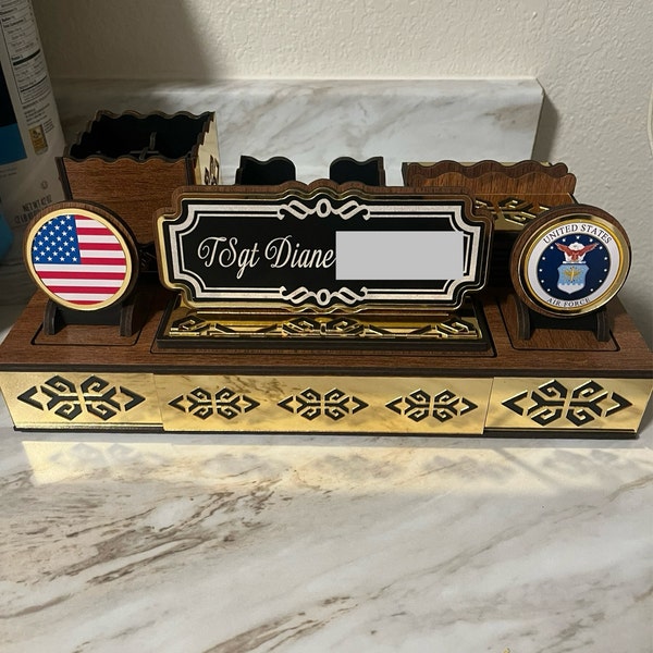 U.S. Army & Air Force Custom Desk Name Plate, All-in-one Personalized ...