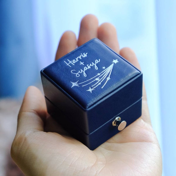 Proposal Ring Box, Swarovski Crystals, Grand Octagon Guilloche Enamel ...