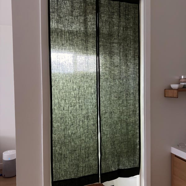 Moss Green Japanese Noren Curtain. Linen Door Curtain. Moss Green ...
