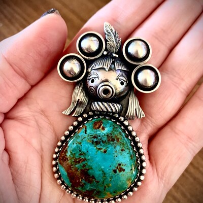 Native American Vintage Elvis Nelson Navajo Green Turquoise Kokopelli ...