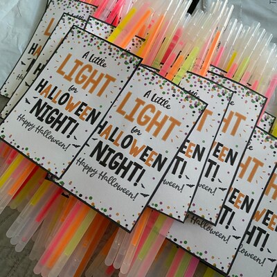 A Little Light for Halloween Night Glow Stick Tag, Glow Stick Party ...