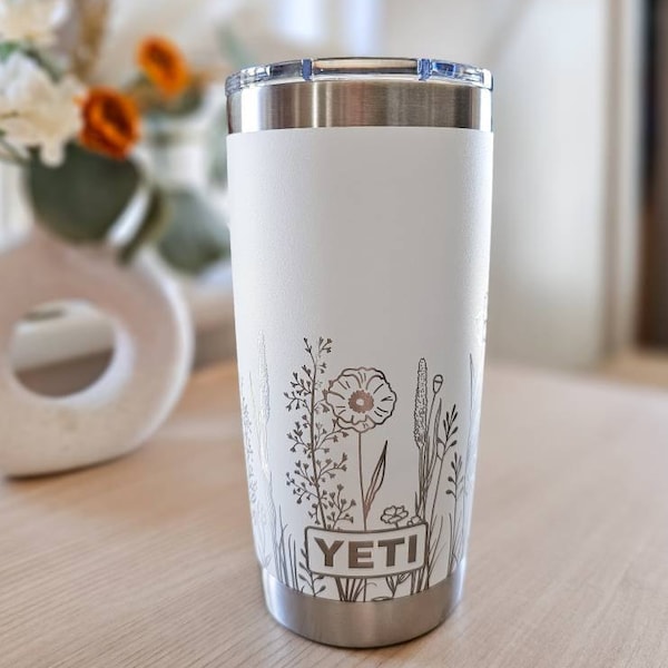 20oz - 360 Wildflower Laser Engraved YETI Tumbler - Etsy