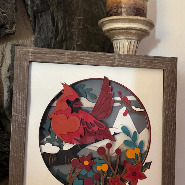 Cardinal Shadow Box SVG, Svg for Cricut Projects, 3D Layered SVG ...