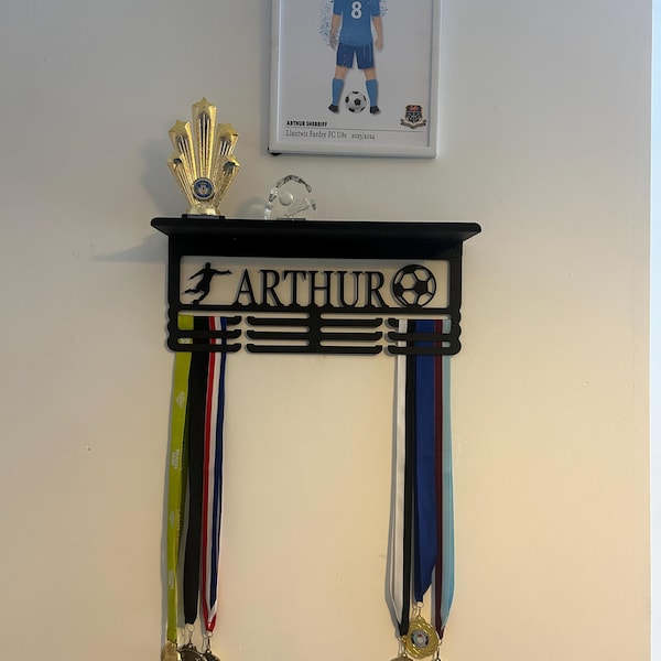 Medal Hanger Display Trophy Shelf Sports Medal Display Rack With Wooden ...
