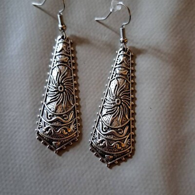 Boucles d'oreilles en acier inoxydable argenté / Bijoux - Etsy France