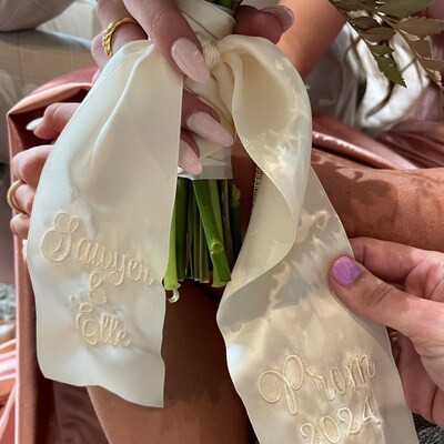 SATIN Monogram Nosegay Ribbon Prom/homecoming/hoco/school Dance - Etsy