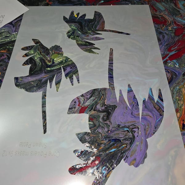 Messy Flower Silhouette 2 8x10 Stencil, Crafting, Baking, Kids ...