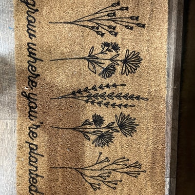 Modern Spring Flowers and Leaves Welcome Mat Durable Eco-friendly ...