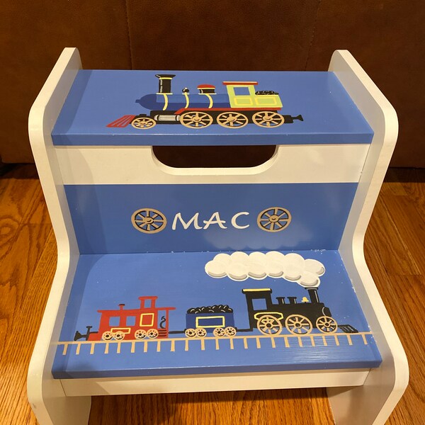 2 Step Stool,trains,childrens Step Stool,boy,baby Shower, Baby Gift ...