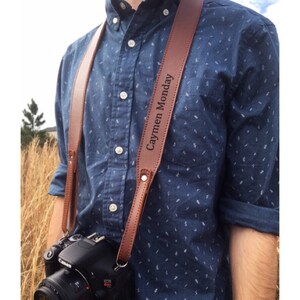 Engraved camera strap leather cross body wrist neck shoulder | Etsy