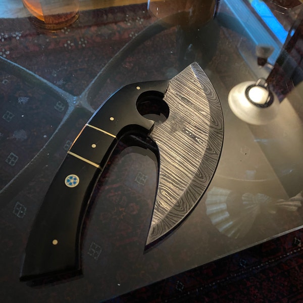 5 1/4" Damascus Steel Burl Wood Mini Miniature Pocket Purse Neck Knife ...